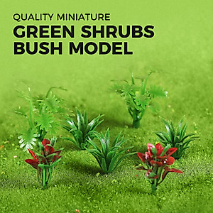 Yetaha 90 Pcs Mini Model Trees Plants, Miniature Plants Green Shrubs Bush Model Artificial Plants for Train Scenery Railway Sand Architecture Craft DIY Landscape Dollhouse Cake Topper Decor