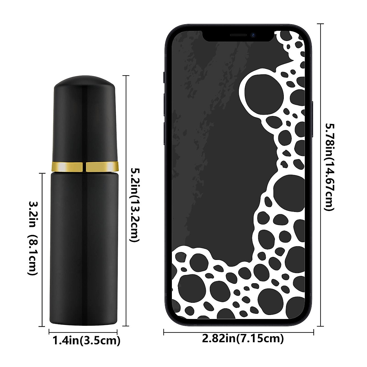 IRON BILL 2 Oz Foam Pump Bottle (3PCS). Empty Foaming Soap Dispenser for Refillable Travel Liquid Hand Soap, Body Wash, Eyelash Shampoo. BPA Free Mini Pocket Size(Black&Gold Pump&Black Cap)