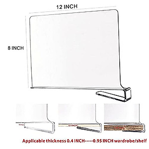 NEXT LEVEL ITEM Acrylic Shelf Dividers, Shelf dividers for Closets with Wooden Shelves, Shelf dividers, Clear Shelf Divider, Shelf dividers for Closet Organization, Closet Shelf Divider– Pack of 4