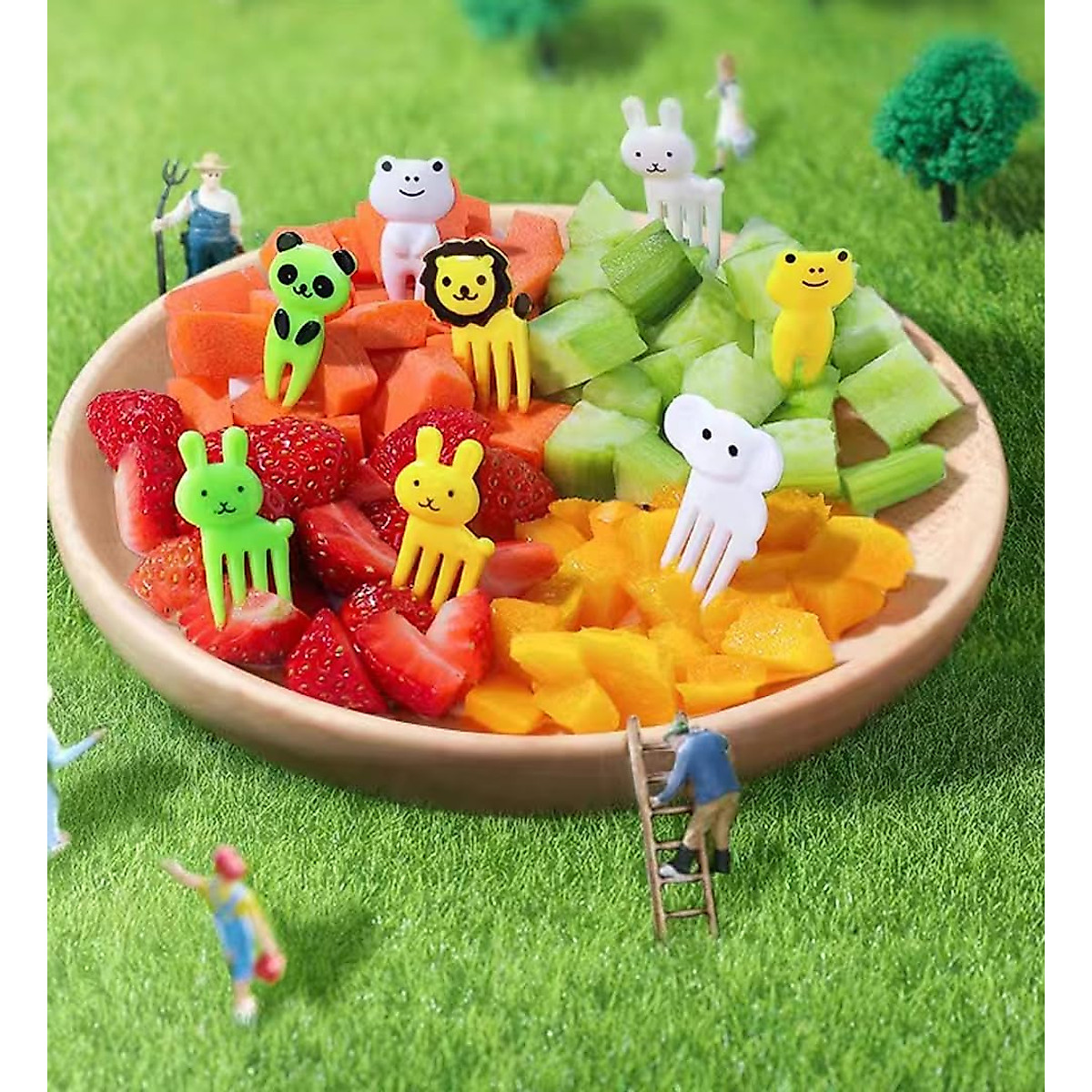 Fun Bento Picks set, 160 Pcs Animal Food Picks for Kids, Cute Cartoon Animal Fruit Food Toothpicks, Lunch Bento Box Picks for Toddler - Shapes Include Animals, Eyes, Flowers, Notes, Candy etc