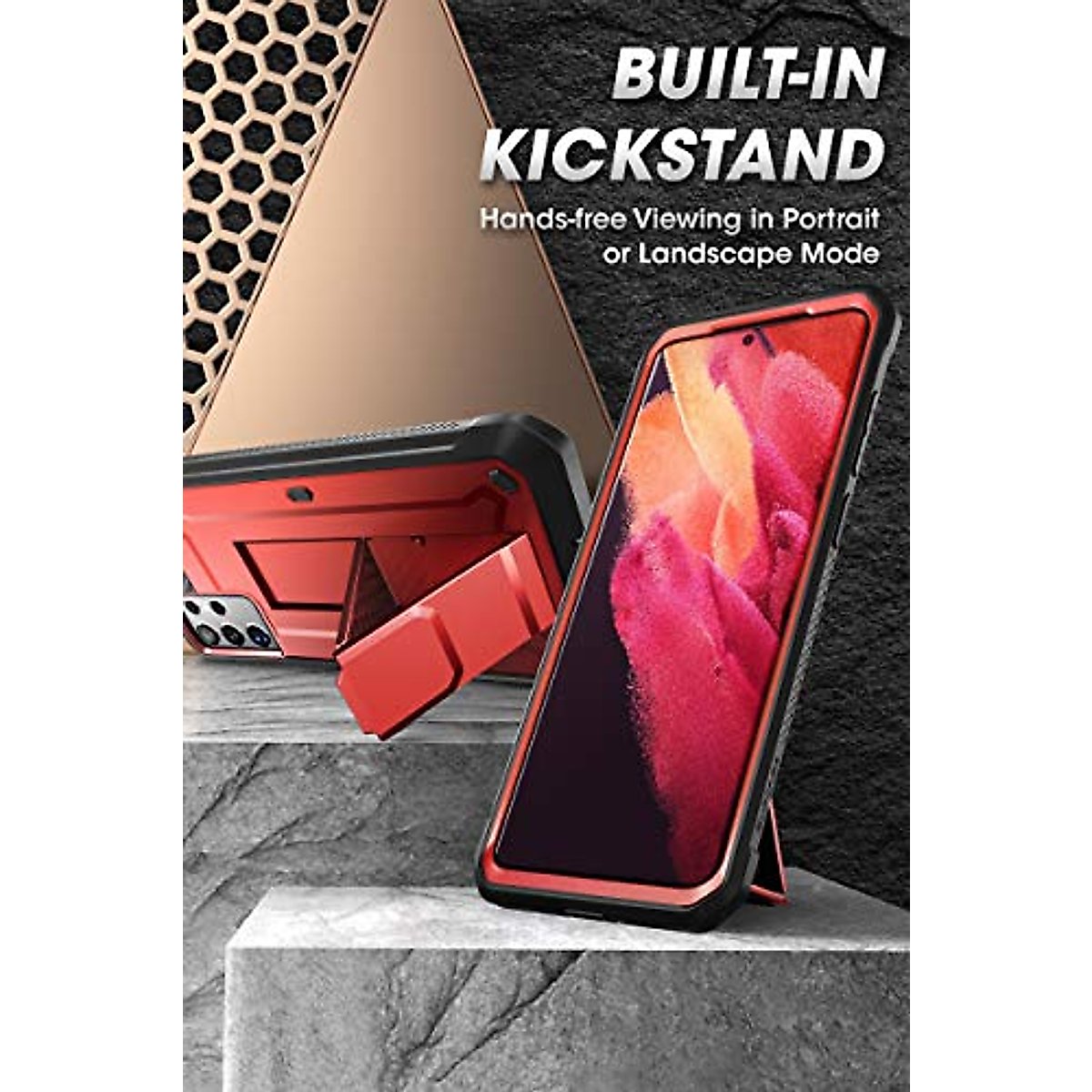 SUPCASE Unicorn Beetle Pro Series Case Designed for Samsung Galaxy S21 Ultra 5G (2021 Release), Full-Body Dual Layer Rugged Holster & Kickstand Case Without Built-in Screen Protector (Ruddy)