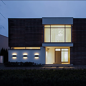 CHENBAI 12W Modern Black Hallway Wall Light IP65 Aluminum Waterproof Wall Lamp Modern Slim COB Exterior Up/Down Wall Mounted Square Light for Outdoor Home Garden Decorate Warm Light