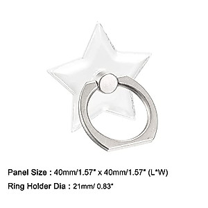 uxcell Transparent Phone Ring Holder, Clear Finger Grip Stand for Phone, Case, Tablet (Star Shape)