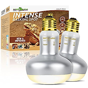 REPTI ZOO 2 Pack Heat Lamp 100W, Intense Basking Spot Simulated Natural Sunlight Heating Lamp Bulb, Heat Emitter UVA Heat Lamp Bulb for Reptile Chickens Pet Brooder