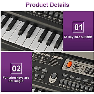 61 Key Digital Music Piano Keyboard for Kids,Portable Electronic Musical Instrument,Multi-function Keyboard with Microphone Gifts for Boys and Girls