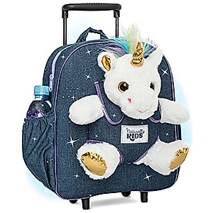 Naturally KIDS Rolling Backpack for Girls, Toddler Luggage for Girls, Toddler Suitcase for Girls, Toddler Unicorn Backpack for Girls 4-6, Kids Backpacks Girls Kindergarten, Roller Backpacks Girls Boys