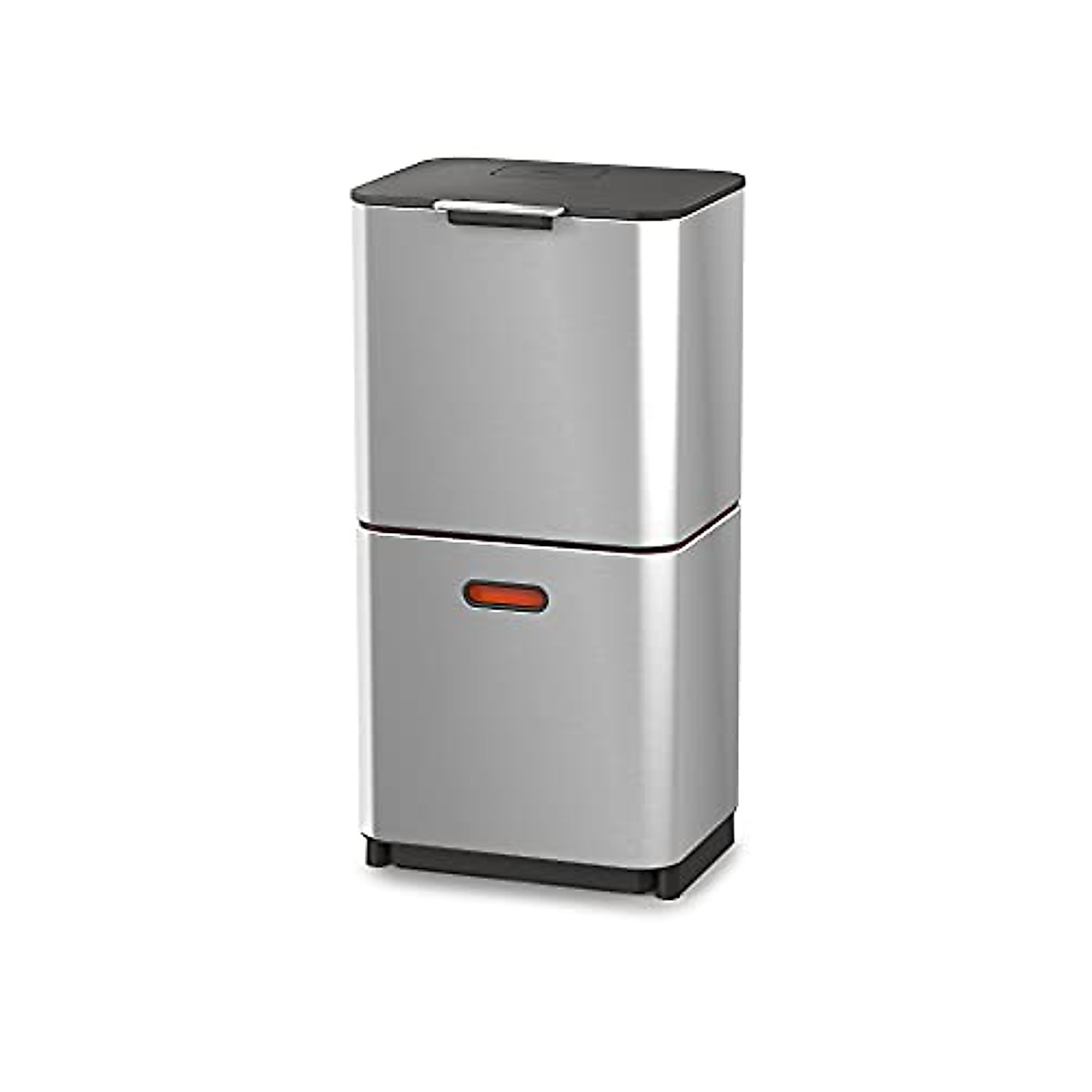 Joseph Joseph Totem Max 60 Liter Waste Separation and Recycling Kitchen Trash Can with Odor Filter and Removable Food Waste Caddy, Stainless Steel