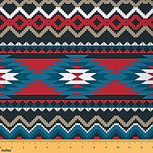 Tribal Upholstery Fabric for Chairs, Boho Stripe Geometric Fabric by The Yard, Aztec Line Decorative Fabric for Home DIY Projects, Retro Geometric Exotic Indoor Outdoor Fabric, 3 Yards