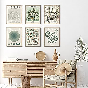 Habseligkeit Sage Green Master Wall Art Prints, Abstract Matisse Wall Art Exhibition Posters, Vintage Art Boho Art Prints, Retro Room Decor for Aesthetic Bedroom（8x10inch, Unframed