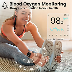 Smart Watches for Women, 2022 Newest Touchscreen Smartwatch for Android Phones and iPhone Compatible, 5ATM Waterproof Fitness Tracker with 24/7 Heart Rate, Blood Oxygen, Sleep Monitor, Watch Pink