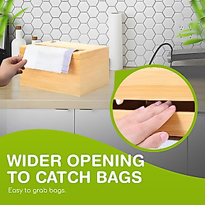 Khamis Wall-Mounted Trash Bag Dispenser Roll Holder - Bamboo Under Sink Garbage Bag Holder for Home & Kitchen - Trash bang Organizer for Waste Management - Kitchen Storage Box Holder for Plastic Bag