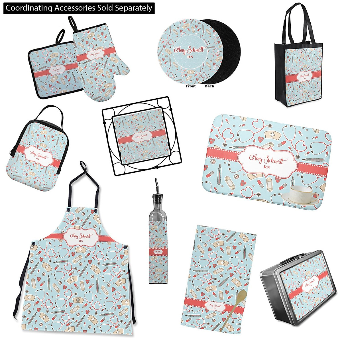 Personalized Nurse Right Oven Mitt & Pot Holder Set w/Name or Text