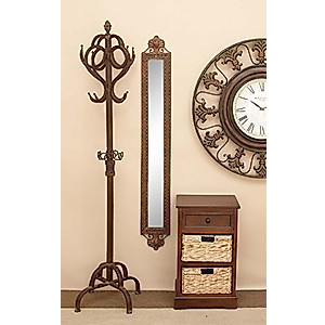 Deco 79 Wood 2 Baskets and 1 Drawer Storage Unit, 16" x 13" x 28", Brown