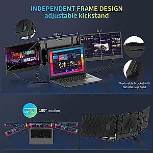 Venraty 14'' Laptop Screen Extender, Portable Monitor Screen Extender for Laptop, Full HD IPS Display&Dual Triple Monitor Extender Compatible with 13”-17” Laptops (Triple 14")