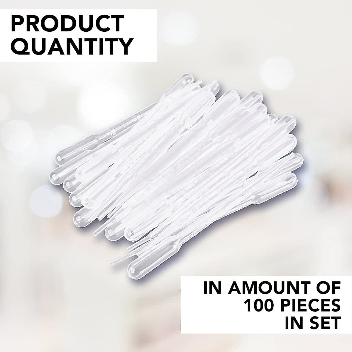 100PCS Plastic Transfer Pipettes 3ml Plastic Squeeze Transfer Disposable Dropper for Essential Oils Liquids Graduated