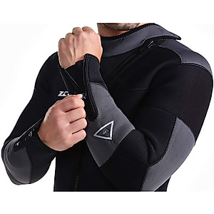 ZCCO Men's 5mm Neoprene Wetsuit - Ultra Stretch Full Body Diving Suit with Front Zip for Snorkeling, Scuba Diving, Swimming and Surfing (MF502-4XL)