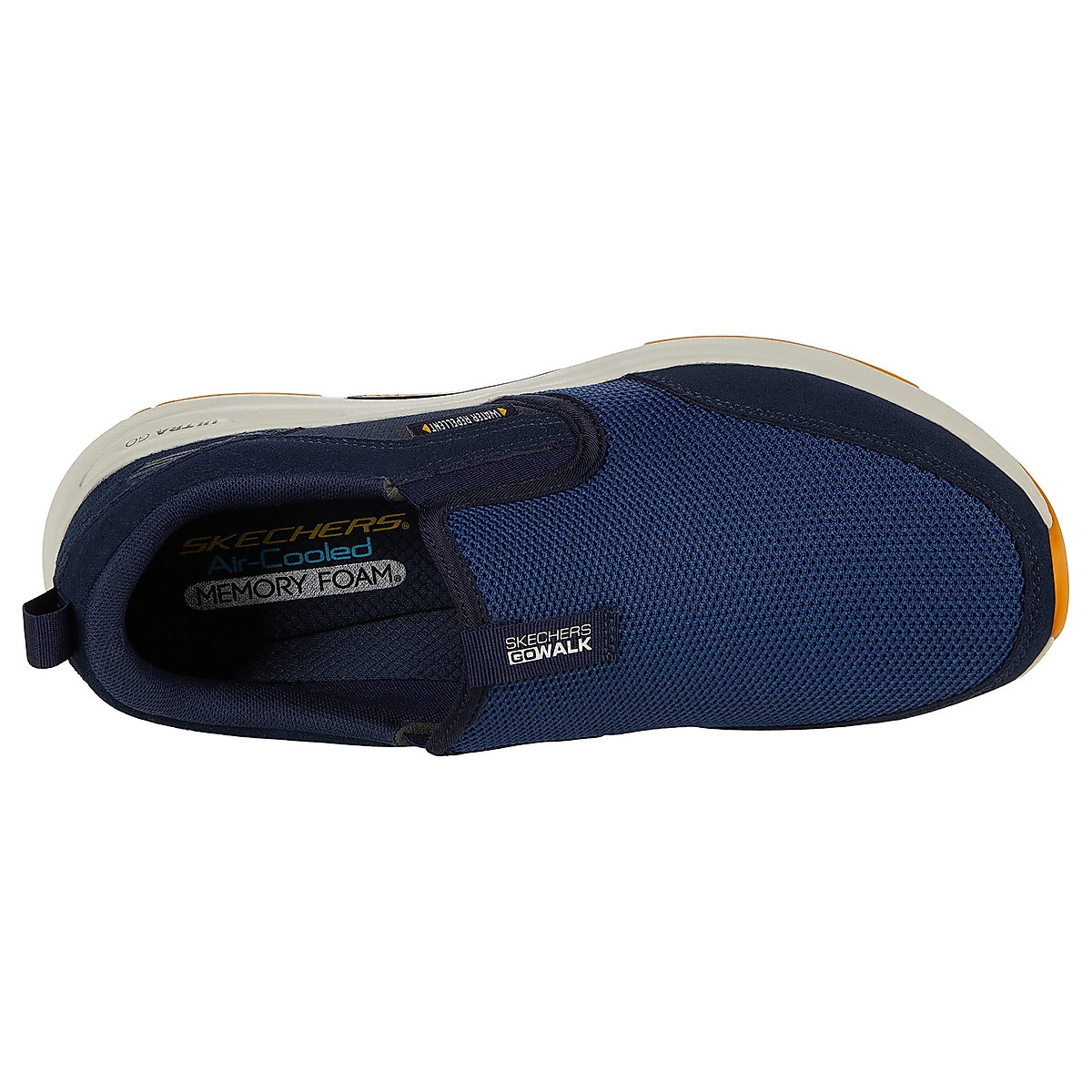 Skechers mens Go Walk Outdoor - Athletic Slip-on Trail Hiking Shoes With Air Cooled Memory Foam Sneaker, Navy/Yellow, 1 11 US