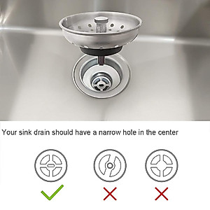 GZILA Kitchen Sink Basket Strainer Stopper, Replacement for 3-1/2 Inch Standard Kitchen Sink Drain, 304 Stainless Steel Brushed Nickel, Rubber Stop, Metal Knob