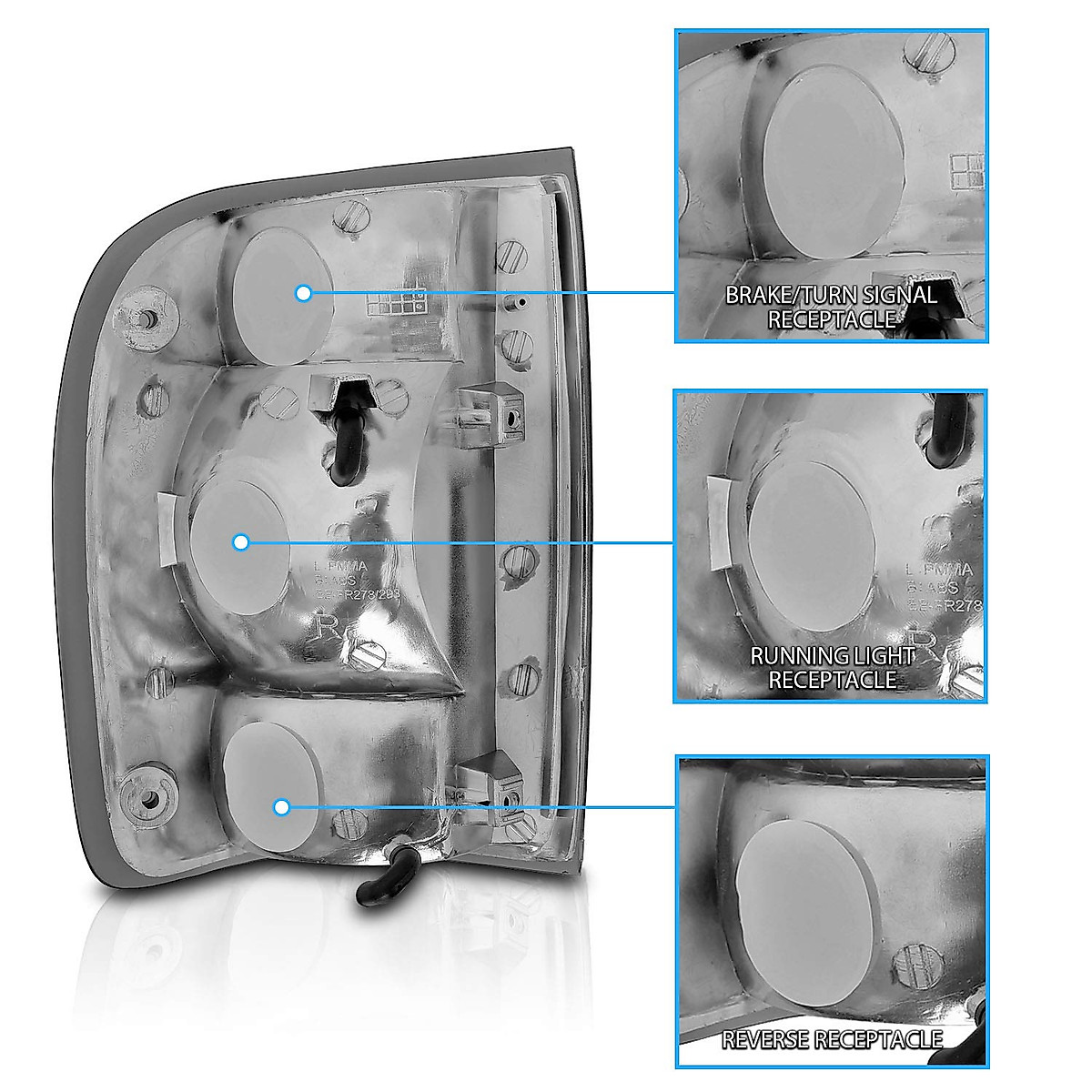 AmeriLite Black/Smoke Replacement Brake Tail Lights Set For 98-00 Ford Ranger Only - Passenger and Driver Side