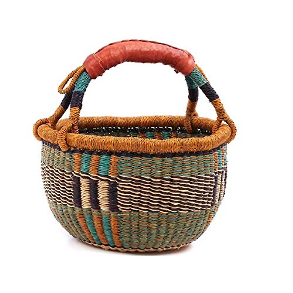 9"-11" Across Small Bolga African Bolga Ghana Basket Fair Trade Ghana Baskets toys Egg baskets - Orange