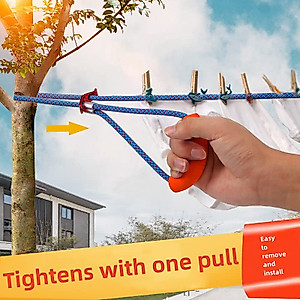 Clothesline Rope 15m/50ft Heavy Duty Drying Laundry Line Unique Design, Easy to Tighten, Adjustable for Camping Travel & Home Indoor Outdoor Laundry Clothesline