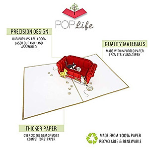 PopLife Cats Playing on Couch Pop Up Greeting Card 3D Pop Up Greeting Card - Cat Lover Card, Teacher Card, Funny Kids Card - Folds Flat for Mailing - Mothers Day Card, Birthday Card, Get Well Card