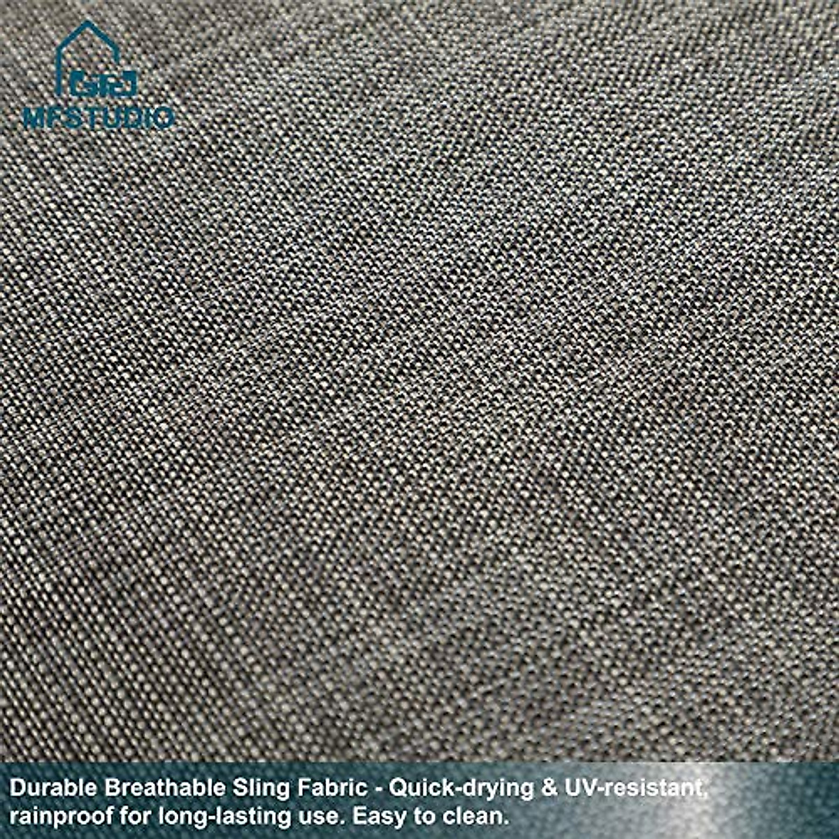 MFSTUDIO 5 Piece Patio Dining Set, 37" Square Outdoor Wood-Like Table and 4 Sling Swivel Chairs for Garden,Backyard,Poolside