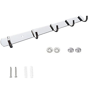 AOLZUNK Coat Rack Wall Mounted, Modern Wall Hooks for Hanging Coat Clothes Hats Bags with 5 Hooks, Heavy Duty Metal Coat Hook Rail for Towel Hat Keys Mudroom Bathroom Entryway