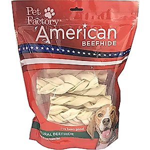 Pet Factory American Beefhide 6" Braided Sticks Dog Chew Treats - Natural Flavor, 14 Count/1 Pack
