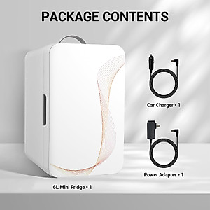 Suavo 6L/8 Cans Mini Fridge for Bedroom, 110V AC/12V DC Portable Thermoelectric Cooler and Warmer Compact Refrigerators for Skincare Beverages Medications, Small Fridge for Home, Office, Dorm, and Car