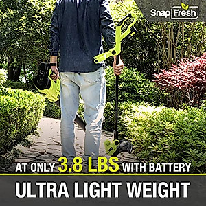 SnapFresh Battery Operated Lawn Trimmer, 20V Line String Trimmer with 13 ft 0.065” Trimmer Line Replacement Spools, 2.0Ah Battery, Fast Charger (Cordless String Trimmer)