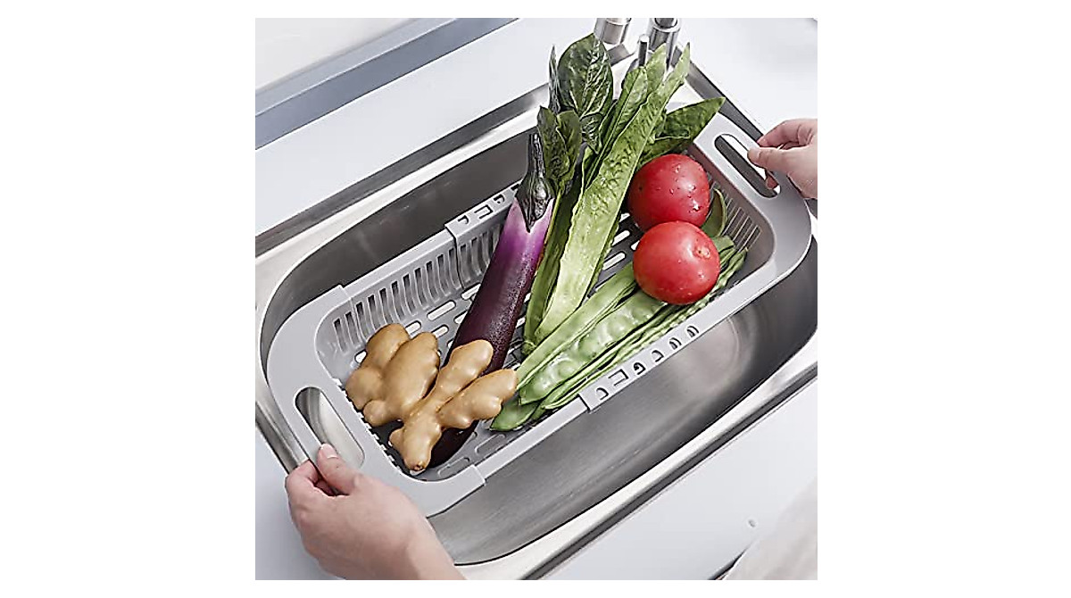 Adjustable Over the Sink Colander for Kitchen