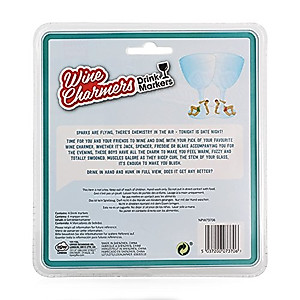 NPW Wine Charmers Themed Reuseable Glass Drink Markers, 4