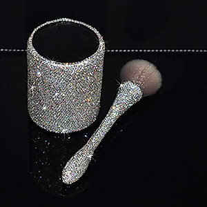 Bestbling Bling Rhinestone Large Mineral Powder Brush Makeup Brush Cosmetic Brush Foundation brush Perfect For Large Coverage Powder Bronzer Blush Blending Buffing 1 piece (Silver)