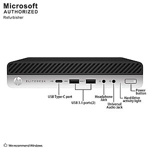 HP EliteDesk 800 G5 Mini High Performance Desktop Computer, Intel Six Core i5-9500T up to 3.7GHz, 16G DDR4, M.2 256G SSD, WiFi, BT, 4K Support, DP, Windows 10 Pro 64 English/Spanish/French(Renewed)