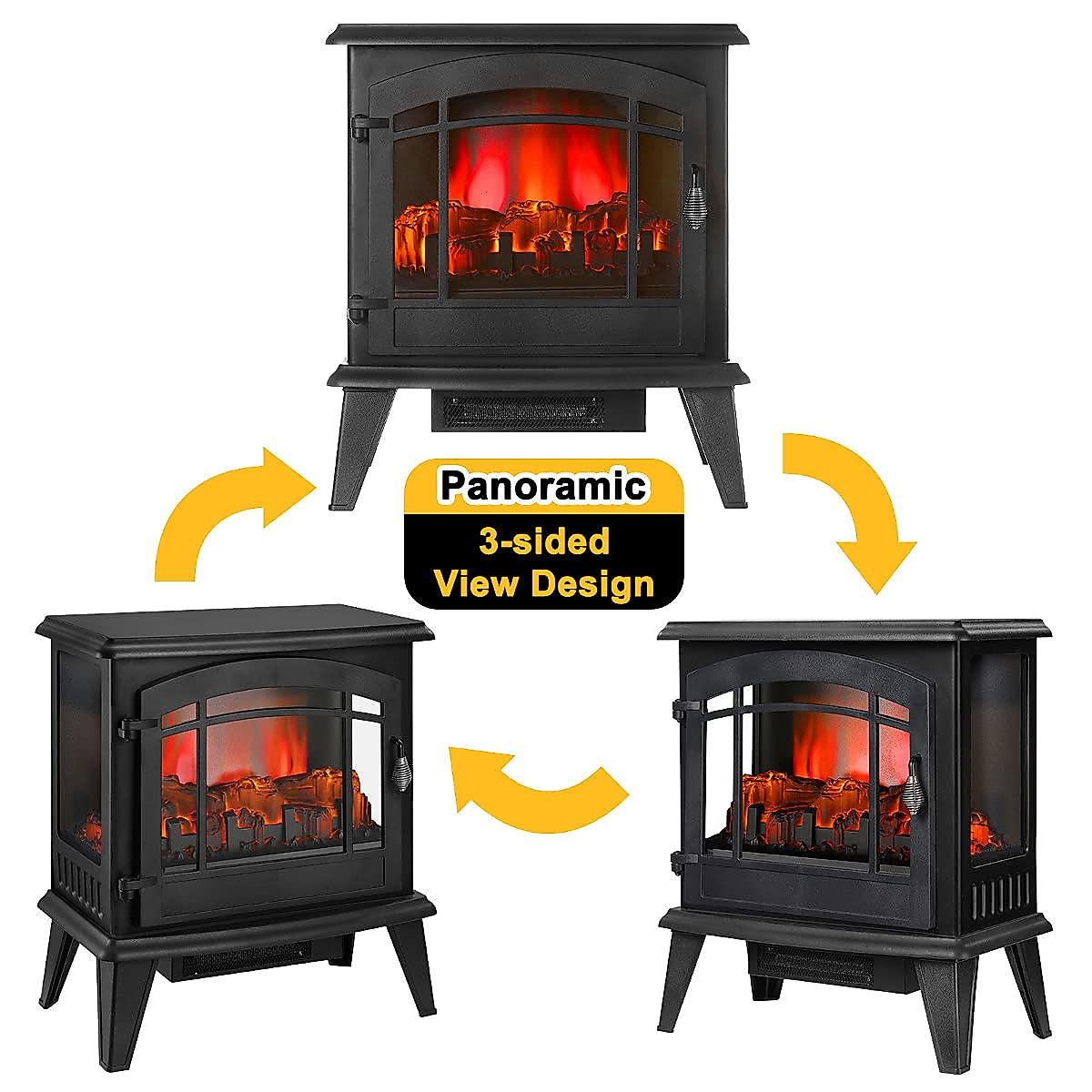 Imcneal Electric Fireplace, 2300" Freestanding Fireplace Heater with 3D Realistic Flame and Remote Control, Indoor Electric Stove Heater, CSA Certified Overheating Safety Protection, 14000000W---10set