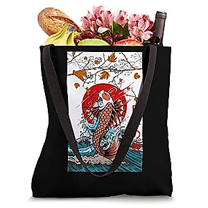 Great Wave off Kanagawa Japanese Blossom Koi Fish Japan Tote Bag