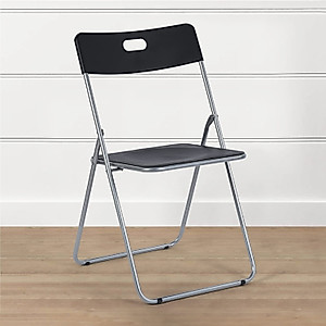 FurnitureR Plastic Folding Chairs 6 Pack Lightweight Portable Commercial Chair with Steel Frame and Carrying Handle for Home Office Waiting Room Meeting No Assembly Required (Black)