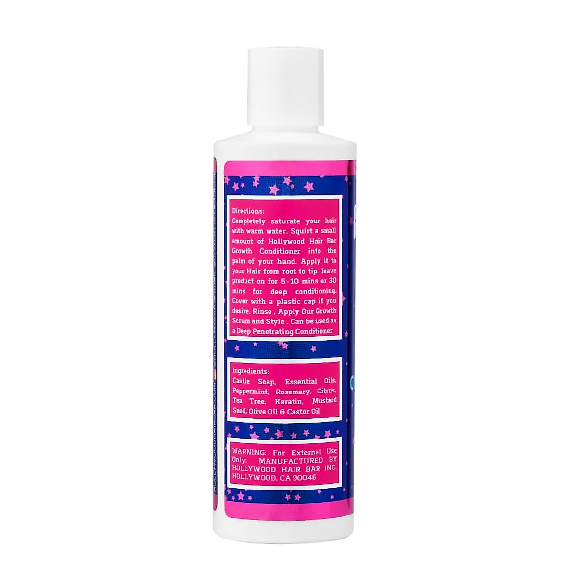 Hollywood Hair Bar Growth Conditioner - Infused with Purified Water, Tea Tree and Keratin, Vegan and Cruelty Free, 8 oz