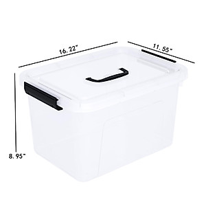 Uumitty 4-Pack 17.5 Quart Plastic Storage Bins with Lids, Stackable Storage Organizing Box with Handle, Clear