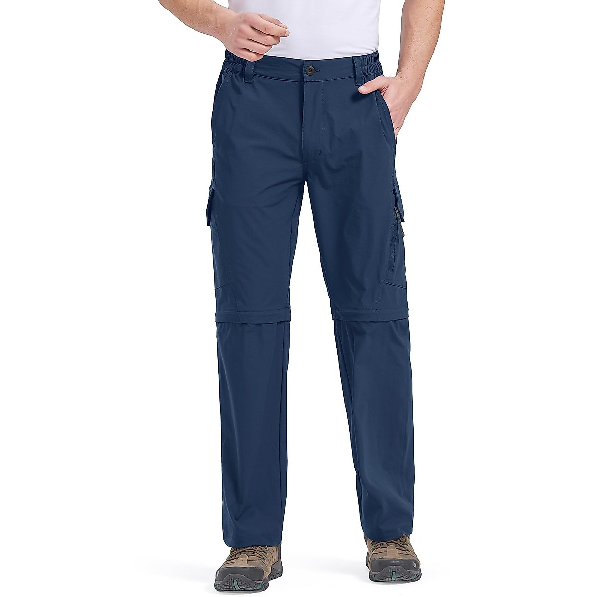 Hiking Pants for Men Convertible Zip Off Boy Scout Quick Dry Lightweight Cargo Travel Safari Pants (6088 Blue 34)