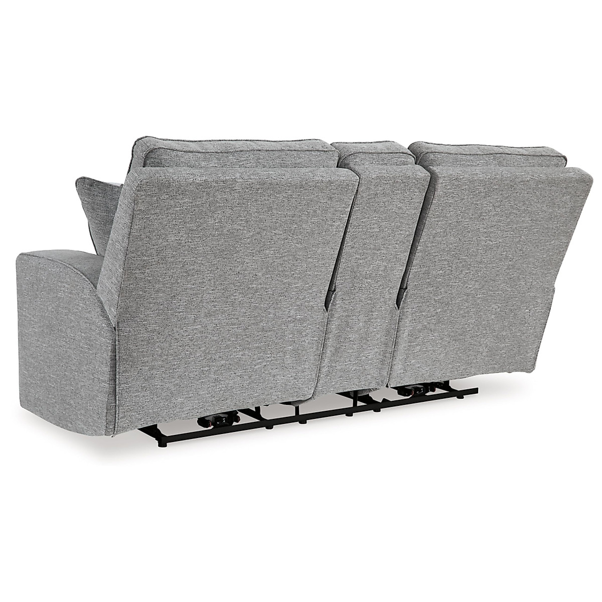 Signature Design by Ashley Biscoe Casual UV Resistant Power Reclining Loveseat with Console, Adjustable Headrest and USB Ports, Light Gray