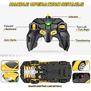 Britik Transform Remote Control Car - Rc Cars, One-Button Transforming, 360° Rotation Drifting, 2.4ghz 1:18 Scale, Gift Kids Aged 4-6 Year Old Boys/Girls, Police Car Yellow