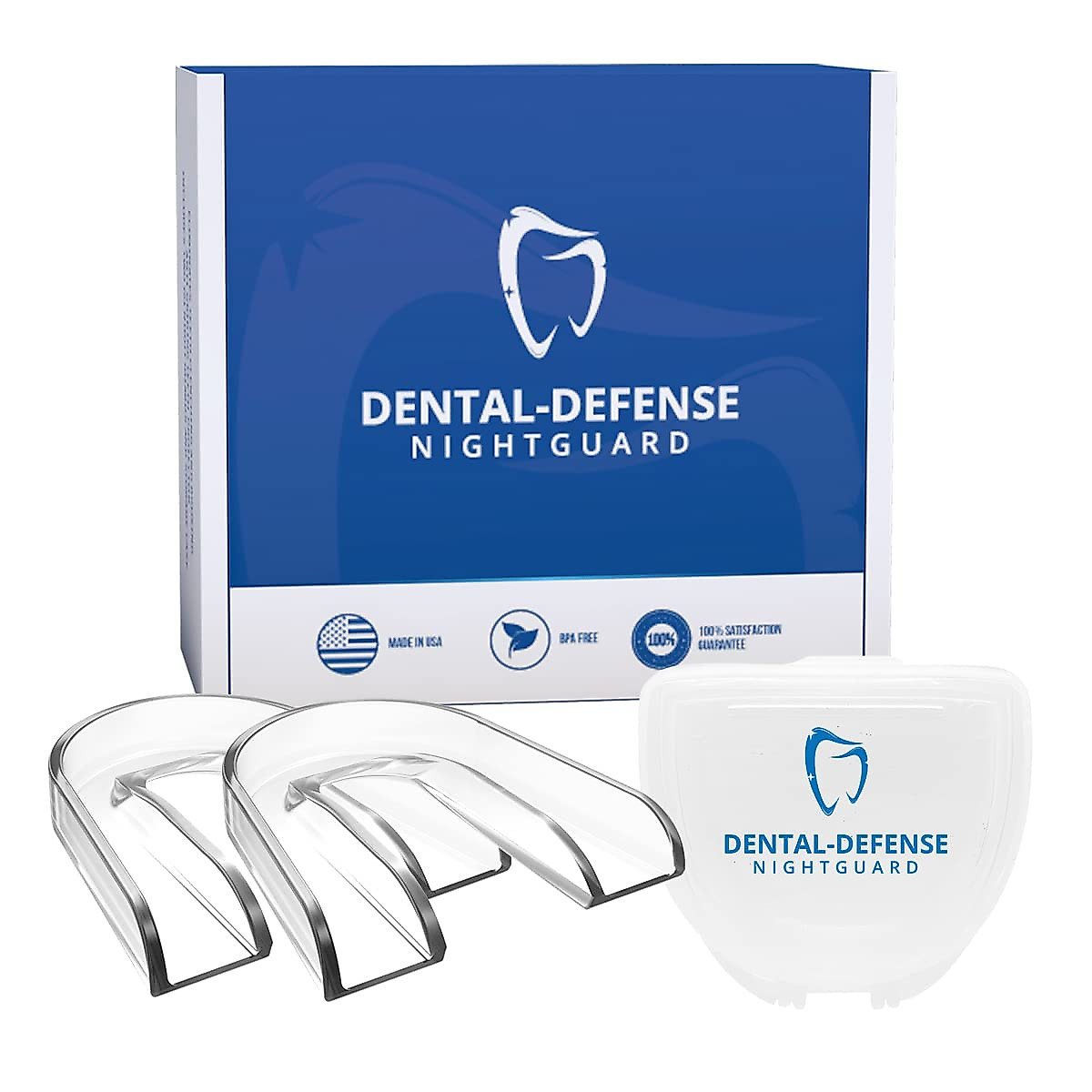 Dental-Defense Professional Dental Guard, Anti Grinding Dental Night Guard, TMJ Relief, Bruxing, Reduces Teeth Clenching, Nightguard, Anti Grinding Teeth Protector, 2 Pack, Made in The USA