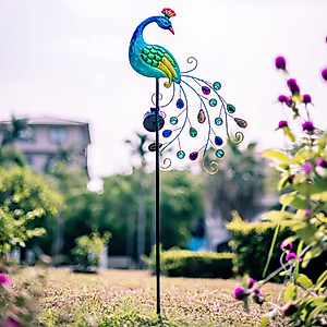 DREAMSOUL Metal Peacock Garden Solar Lights Outdoor Decorative Garden Stake Lights- Waterproof Peacock Solar Landscape LED Path Lights Patio Yard Garden Lawn Outside Decoration