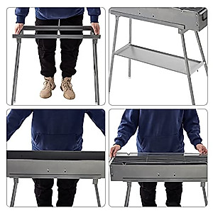Portable Charcoal Grill - Stainless Steel BBQ Grill with Foldable Stand Adjustable Air Vents, Lamb Skewer Camping Barbecue Grill, Ideal for Outdoor BBQ, Picnic, Camping Backyard Party (31.6x7.1inch)