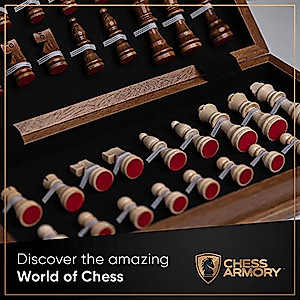 Chess Armory Chess Set 17" x 17" Wooden Chess Set - Large Chess Board Set, Unique Chess Game Includes Extra Queen Pieces & Storage Box - Classic Board Game - Chess Sets for Adults and Kids