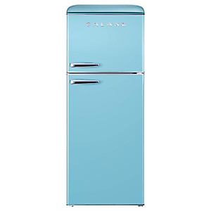 Galanz GLR10TBEEFR Retro Refrigerator with Top Freezer Frost Free, Dual Door Fridge, Adjustable Electrical Thermostat Control, 10 cu ft, Blue