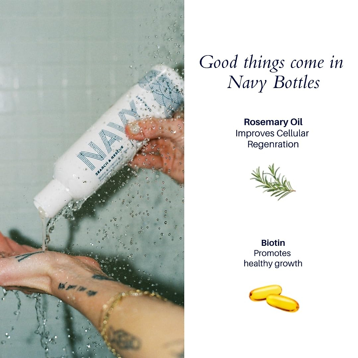 NAVY Search and Rescue Shampoo - Paraben-Free Biotin and Hair Vitamin Enriched Fortifying Hair Shampoo - 8 fl oz