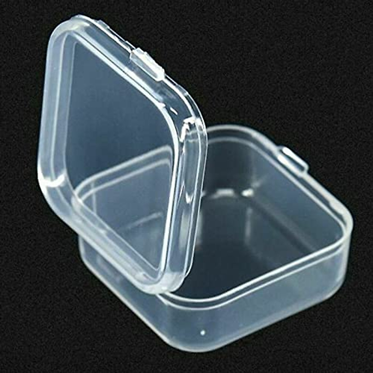 10Pcs Clear Small Plastic Containers Transparent Storage Box with Hinged Lid for Jewelry Earplugs (3.5x3.5x1.5CM)
